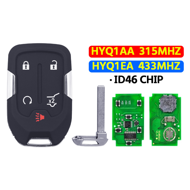 5 Button Smart Key 315/433Mhz ID46 Chip 2018-2020 GMC Terrain HYQ1AA/HYQ1EA