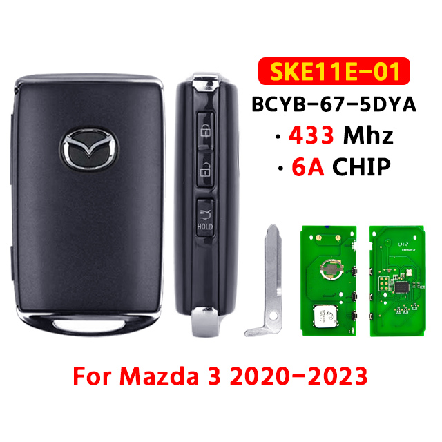 3Button Smart Remote Key Fob 433MHz SKE11E-01 For Mazda 3 Mazda3 M3 CX ...