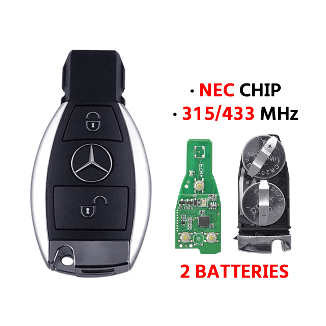 Mercedes Benz NEC 2 Button Remote Key With 315/433Mhz Double Battery ...