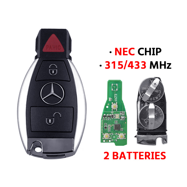 Mercedes Benz BGA 2+1 Button Remote Key With 315/433Mhz Double Battery ...