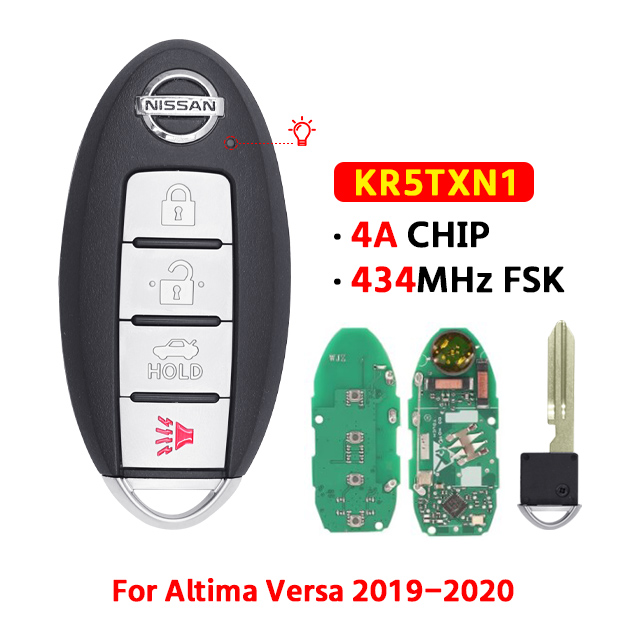 4 Button Smart Key KR5TXN1 433Mhz 4A HITAG AES For Altima Versa 2019–2020