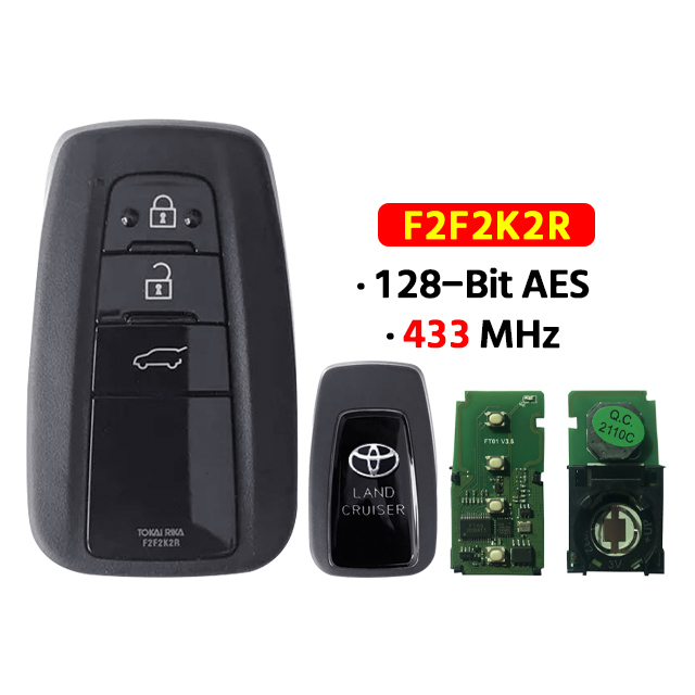 3Button Smart Key 128-Bit AES 433mhz 0010 F433 F2F2K2 For T-oyota Land ...