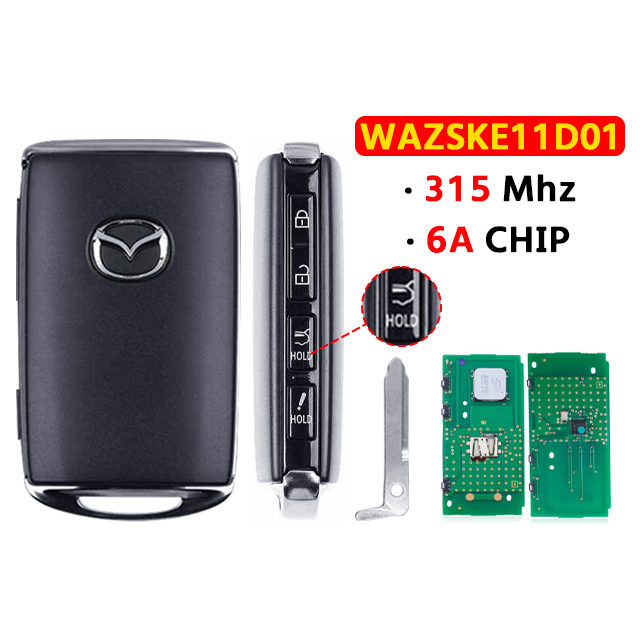 4Button Smart Card Key Fob 315MHz 6A CHIP WAZSKE11D01 SKE11D-01 For ...