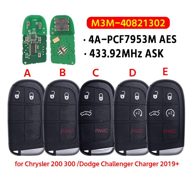 2/3/4/5 Button Smart Car Key 433MHz 4A PCF7953M AES Chip M3M-40821302 ...