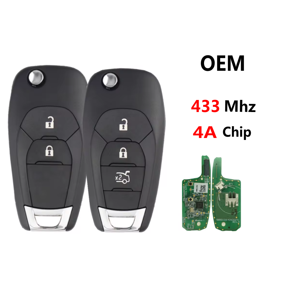 OEM Flip Remote Car Key 2/3 Buttons 433Mhz 4A Chip for Chevrolet Cruze ...