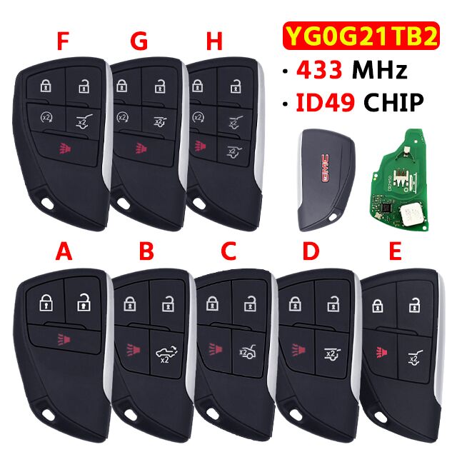 3/4/5/6 Button Smarty Car Key For GMC Yukon XL 433MHz ID49 Chip FCC ID ...