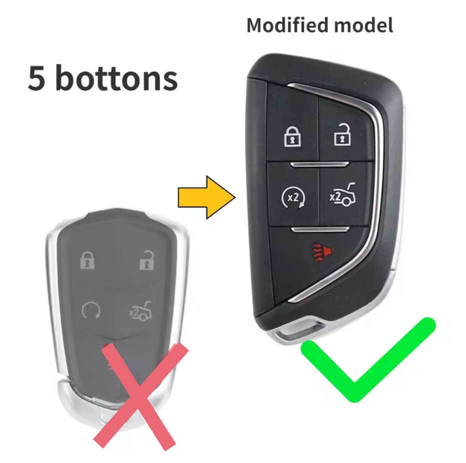 Modified T-Cadillac 5-Button smart key shell with Logo